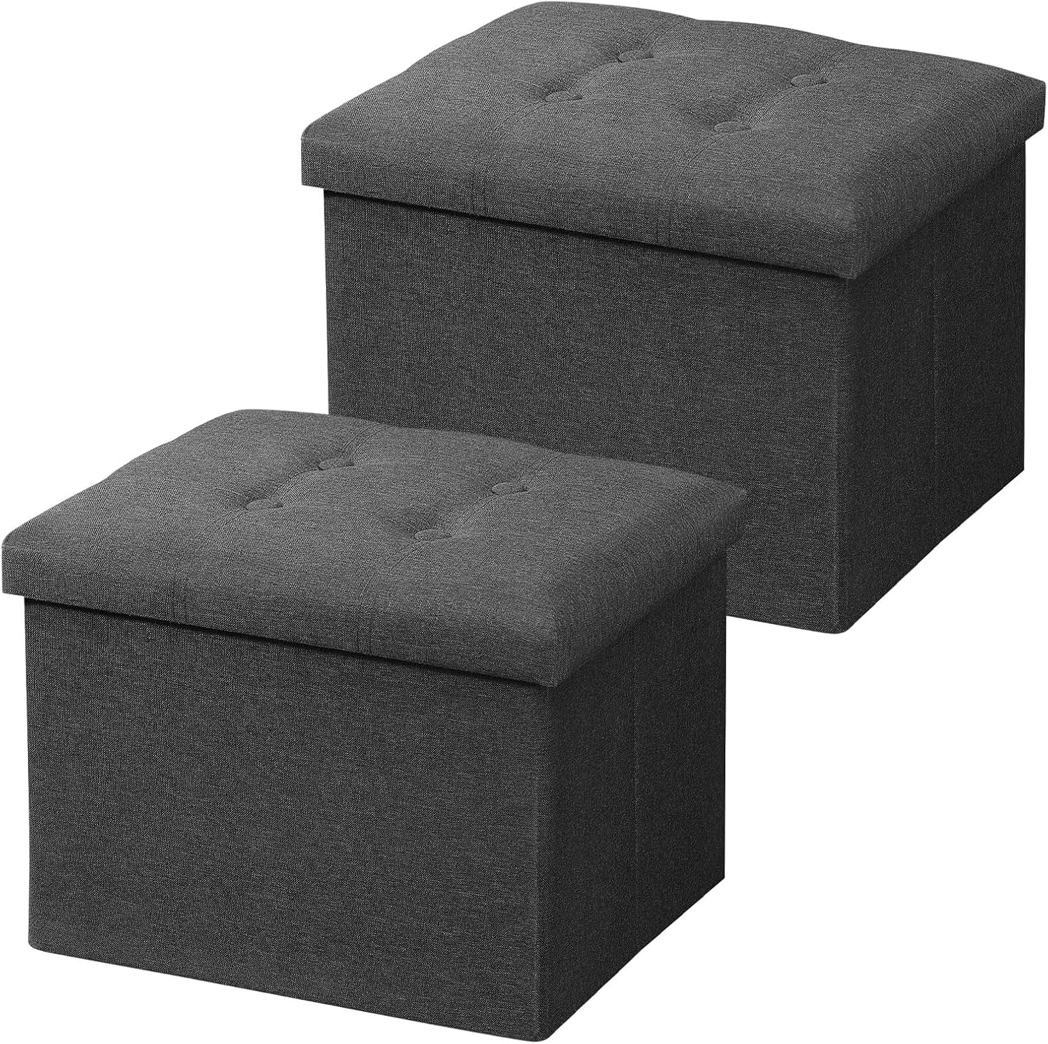 2Pack Gray Ottoman with Storage,Foot & Leg Rest Stools Small Cute Stool Short Bench Folding ...