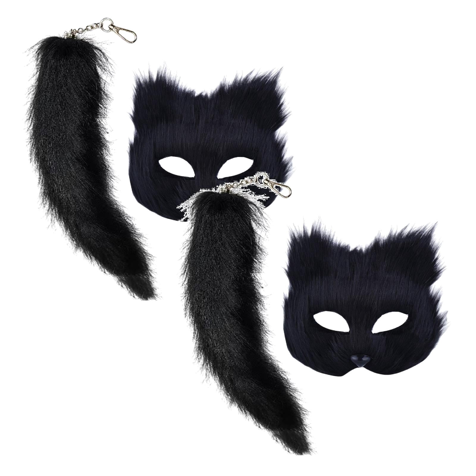 2Pack Halloween Adult Plush Face Guard Black Animal Plush Face Guard ...