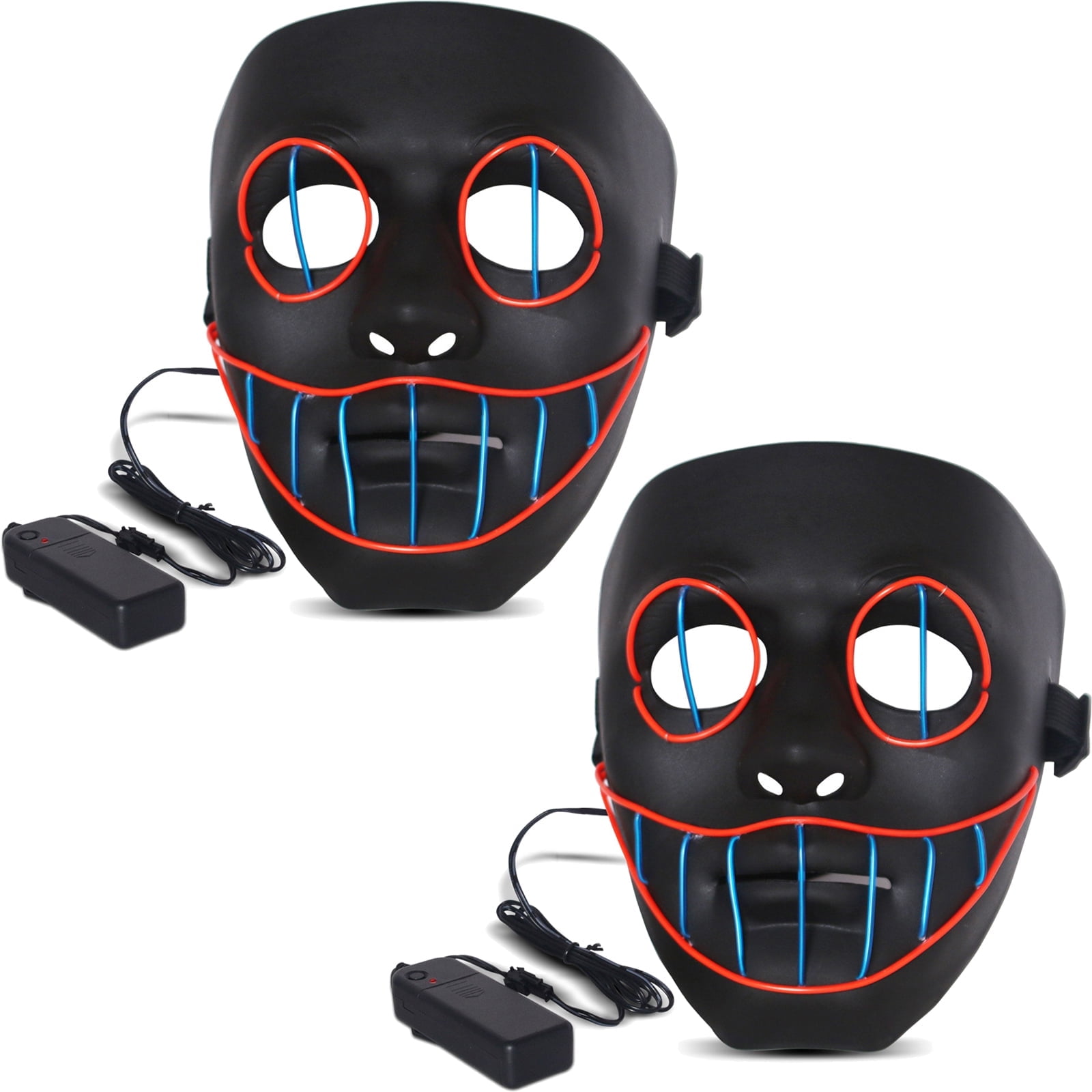 Gamexcel Halloween LED Light Up Mask, 2-Pack Purge Scary Face Cosplay ...