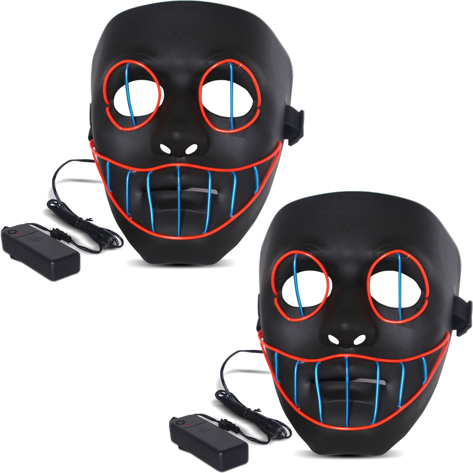 2Pack Halloween Mask LED Light up Mask for Festival Cosplay Halloween ...