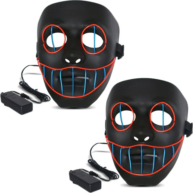 2Pack Halloween Mask LED Light up Mask for Festival Cosplay Halloween ...