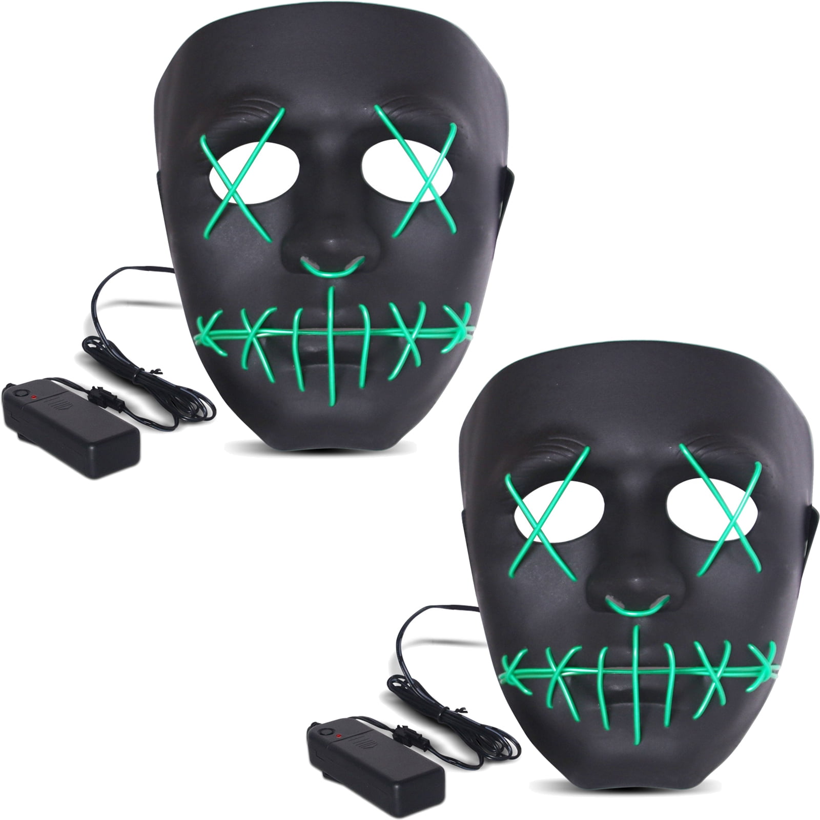2Pack Halloween Mask LED Light up Mask for Festival Cosplay Halloween ...