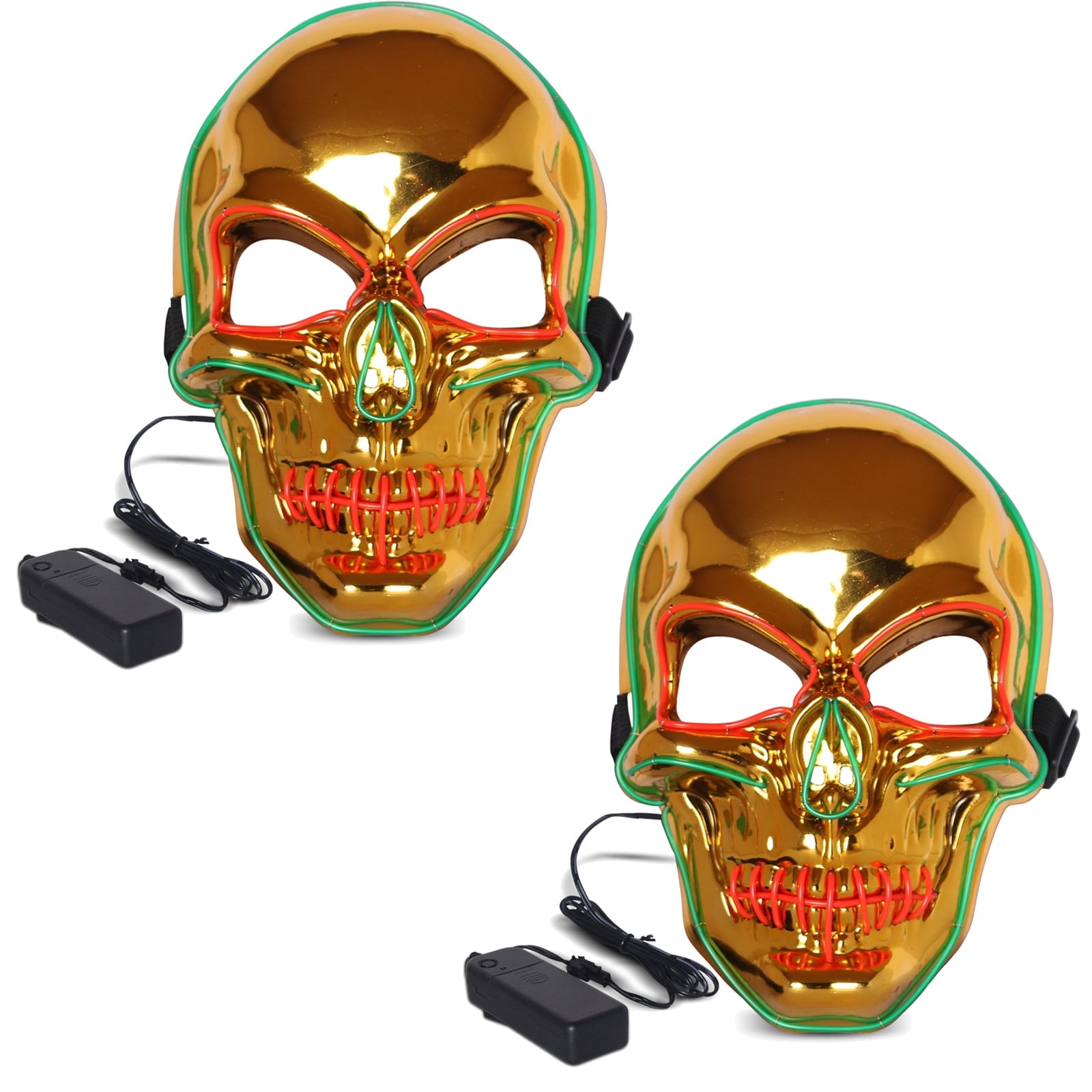 2Pack Halloween Mask LED Light up Mask for Festival Cosplay Halloween ...