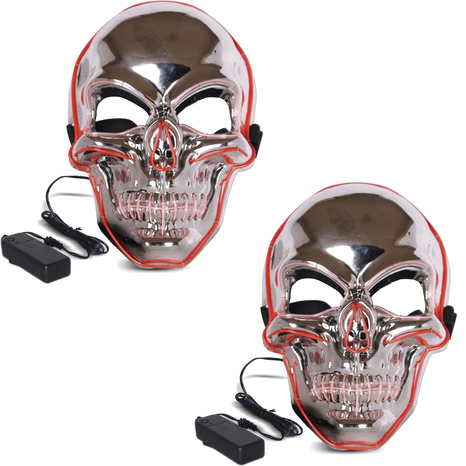 2Pack Halloween Mask LED Light up Mask for Festival Cosplay Halloween ...