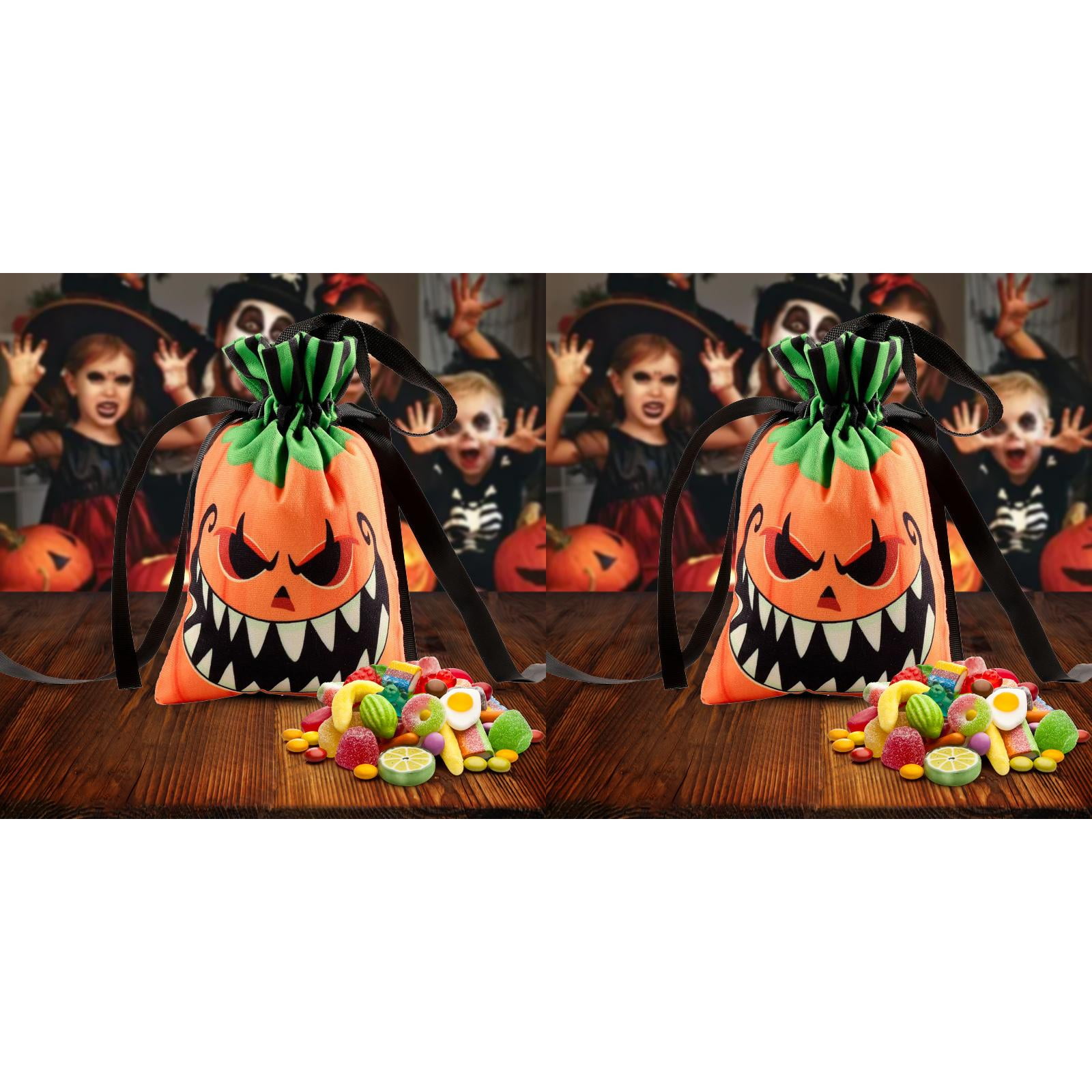 2Pack Halloween Treat Bags Ghost Skull Candy Bowl Pumpkin Bucket Snack ...