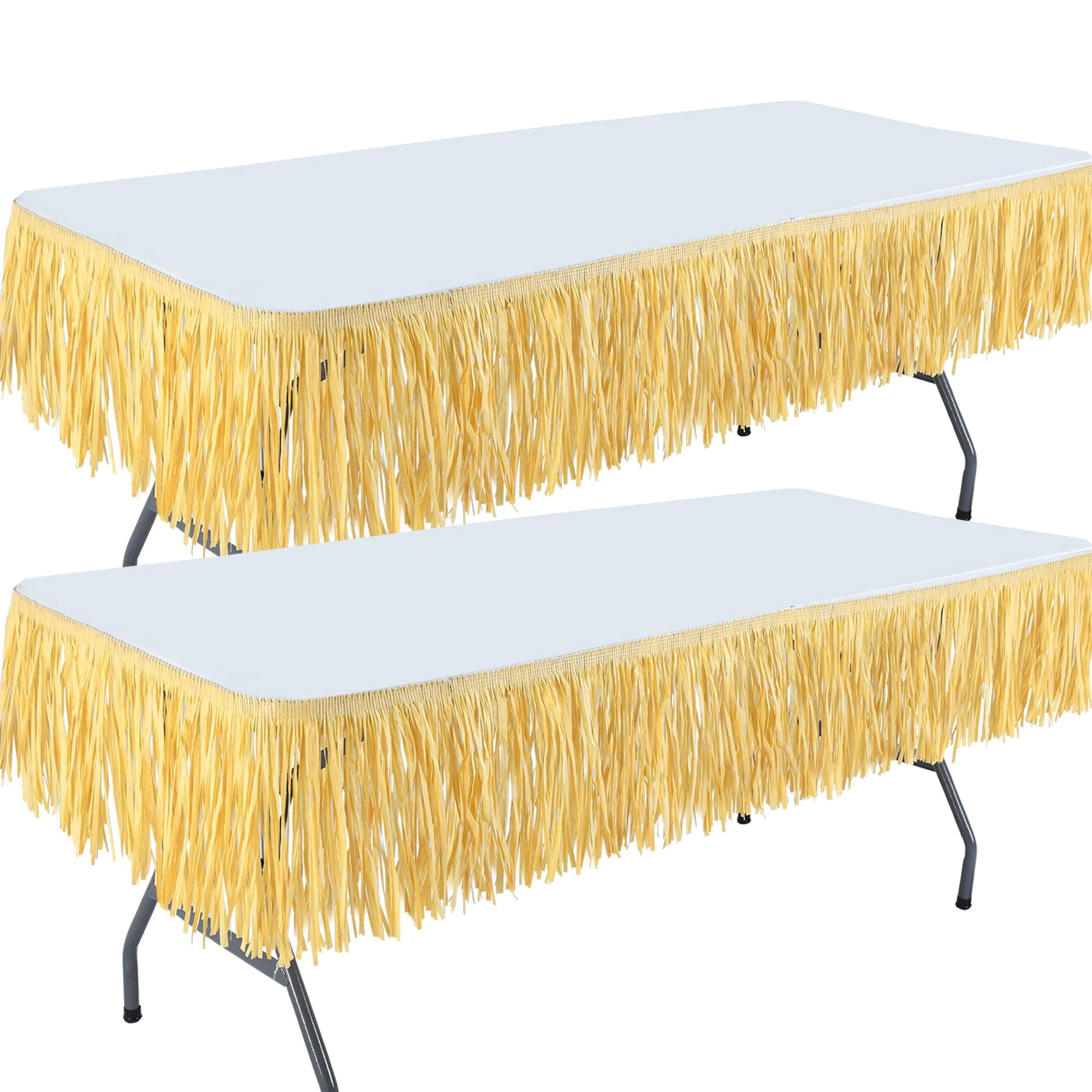 2Pack Hawaiian Grass Table Skirt for Luau Party Decorations,Raffia ...