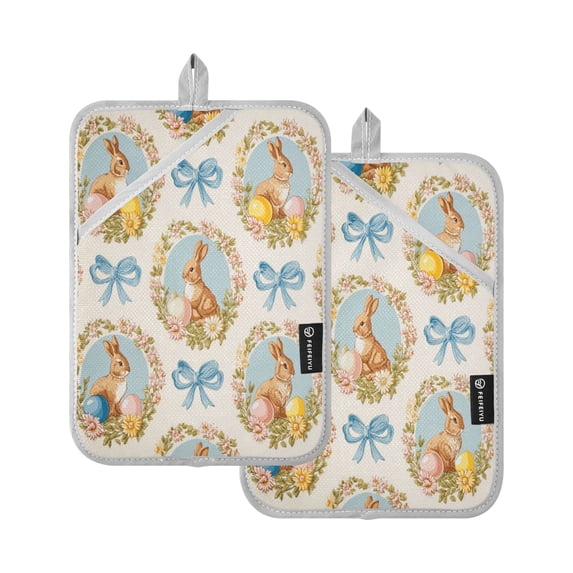 2Pack Heat-Resistant Quilted Cotton Potholders - Stylish Kitchen Grips ...