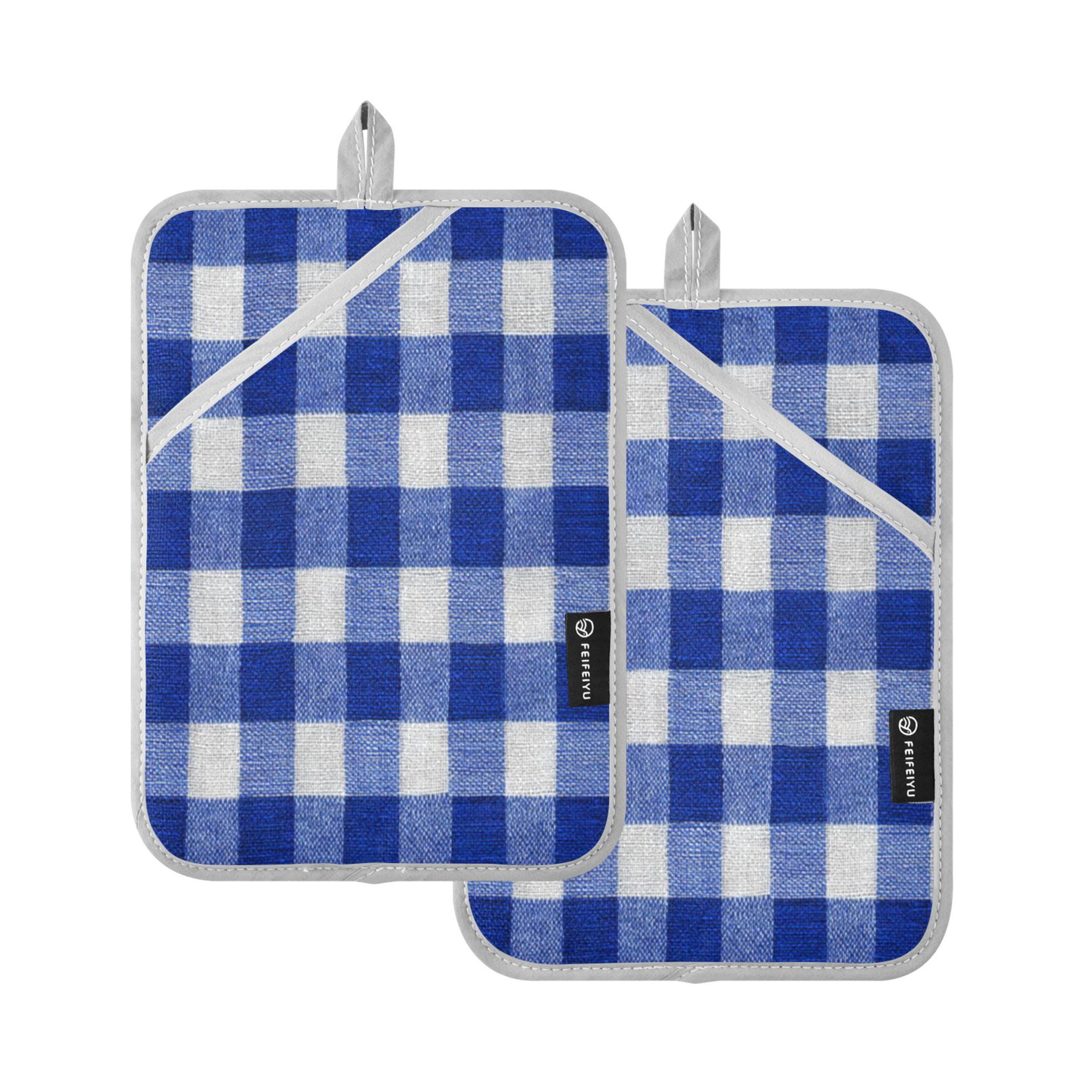2Pack Heat-Resistant Quilted Cotton Potholders - Stylish Kitchen Grips ...