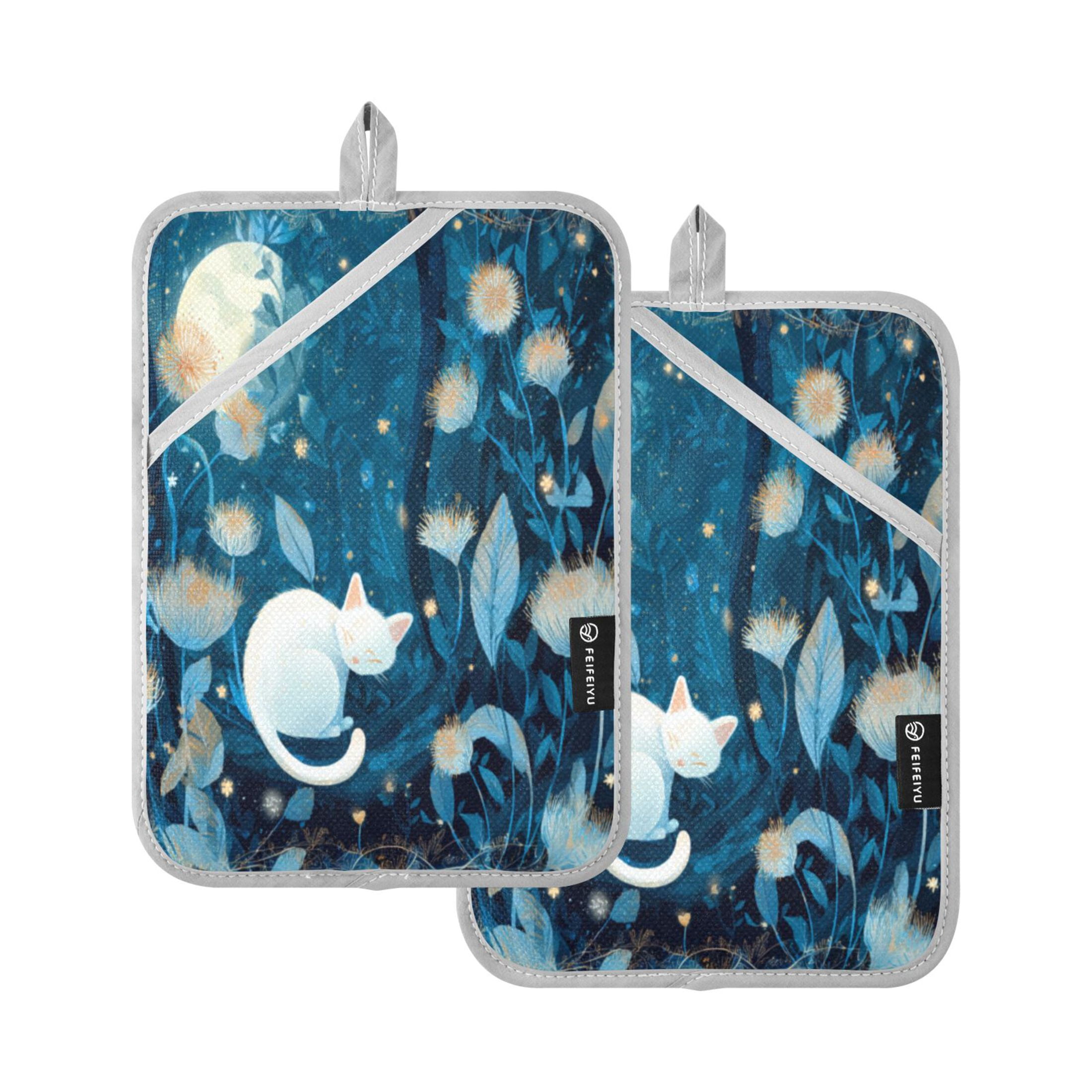 2Pack Heat-Resistant Quilted Cotton Potholders - Stylish Kitchen Grips ...