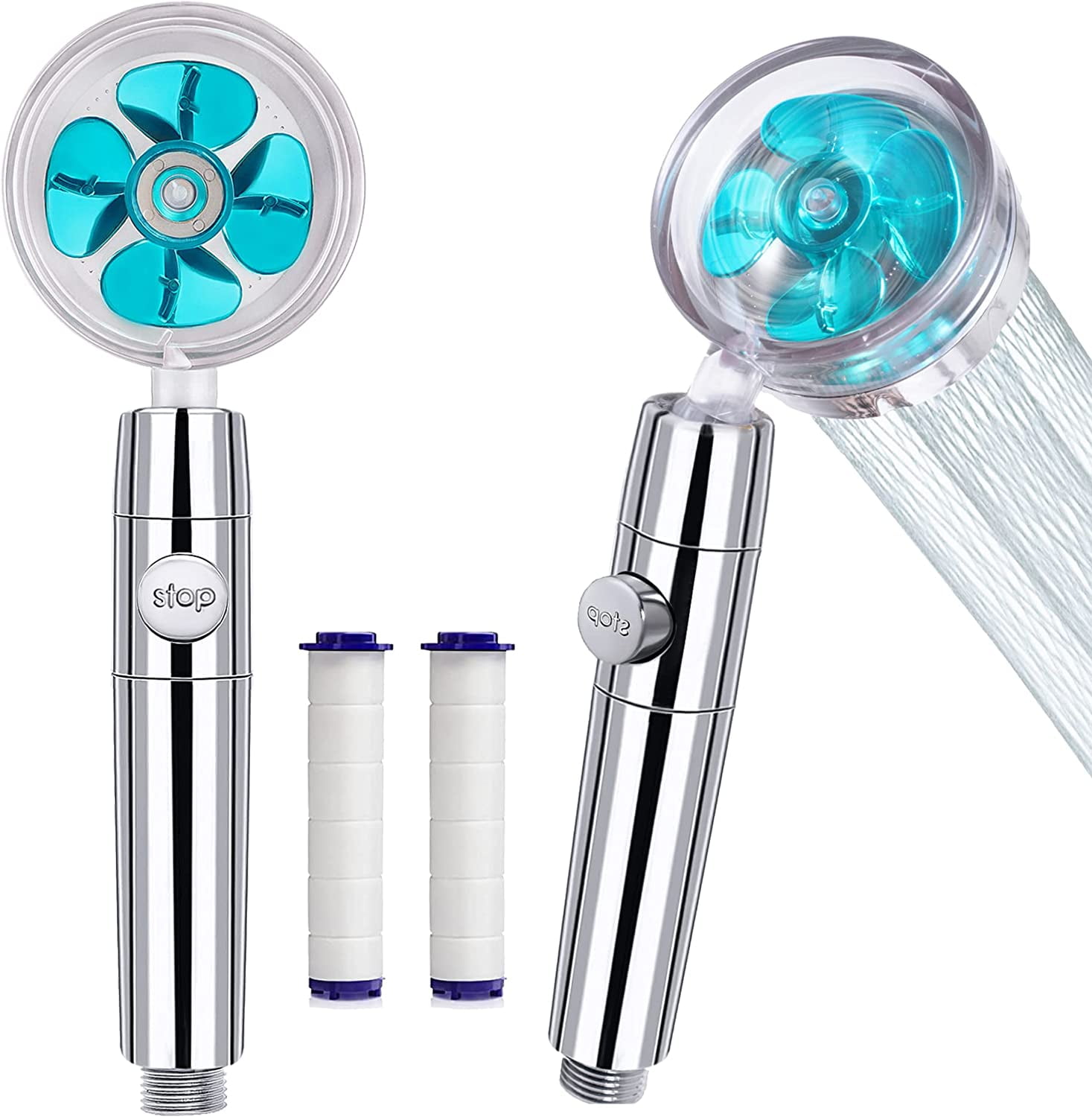 2pack High Pressure Shower Heads Turbocharged Water Saving Shower Head
