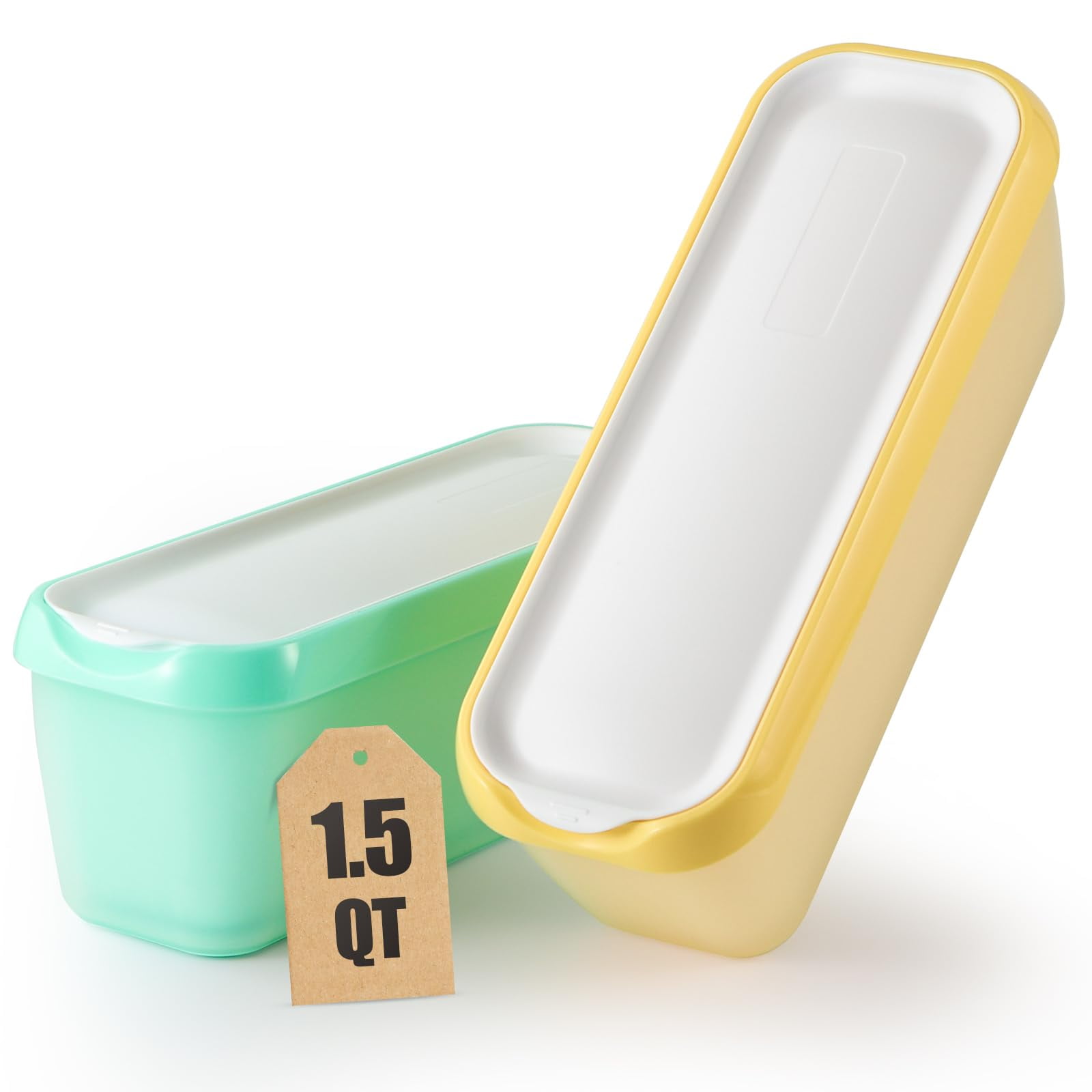 2Pack Ice Cream Containers for Homemade Ice Cream（1.5 Quart Each ...
