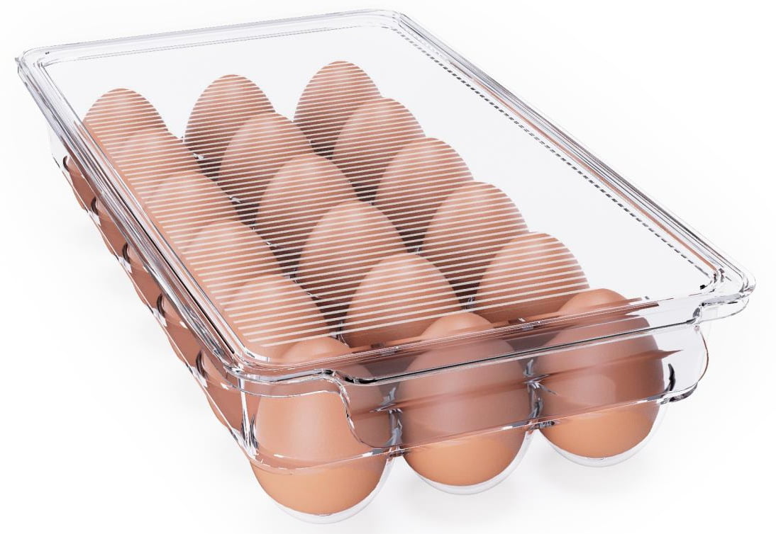 2Pack Kitchen Rolling Egg Container for Refrigerator with Lid ...