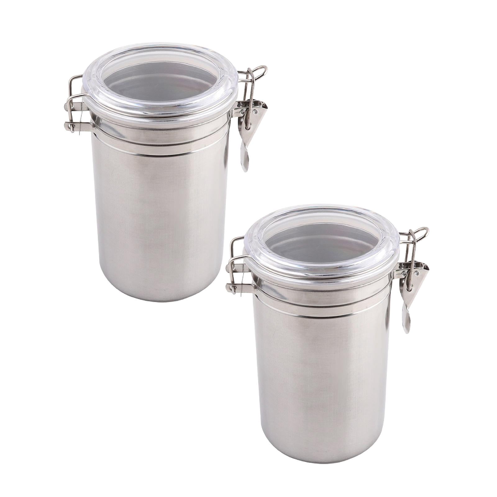 2Pack Kitchen Stainless Steel Canister Set With Clear Acrylic Lids ...