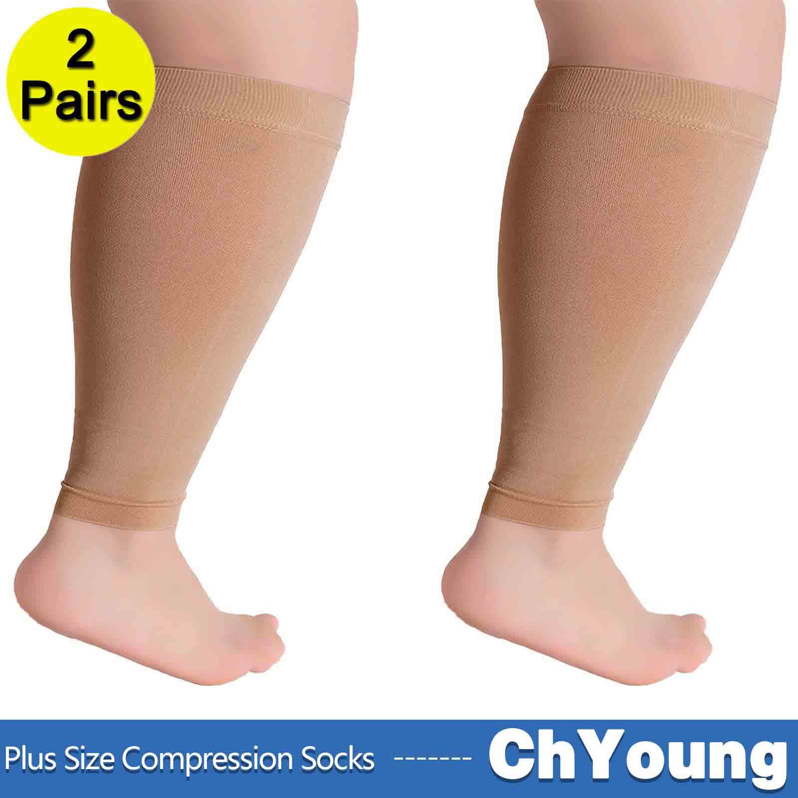 2Pack L Extra Wide Calf Compression Stockings for Women & Men, Plus ...