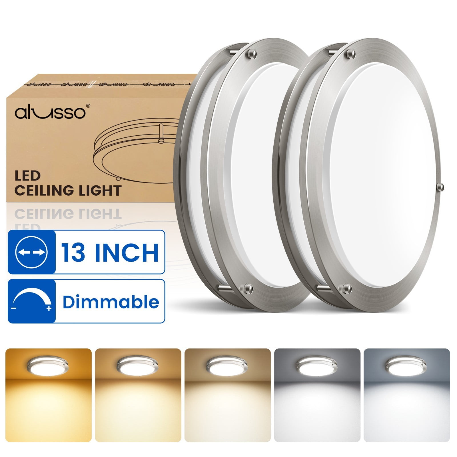 2Pack LED Flush Mount 2700K/3000K/3500K/4000K/5000K Adjustable Ceiling ...