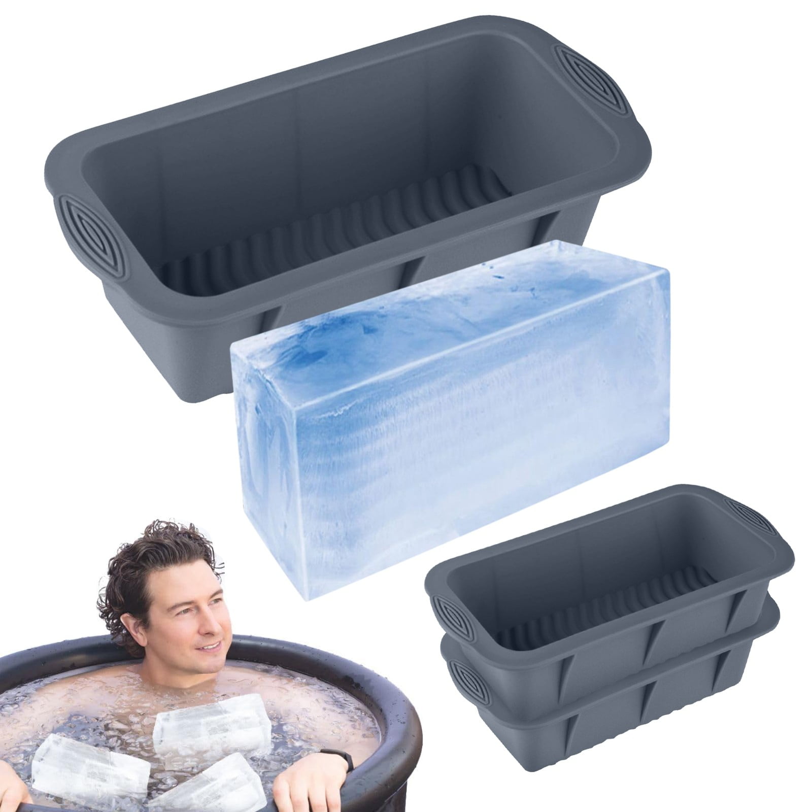 2Pack Large Ice Block Mold for Cold Plunge Ice Bath Tub, Reusable ...