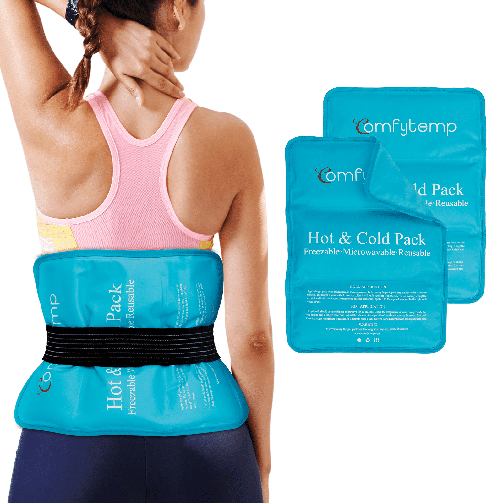 2Pack Large Ice Packs for Injuries, Reusable Freezer Cold Pack for Back ...