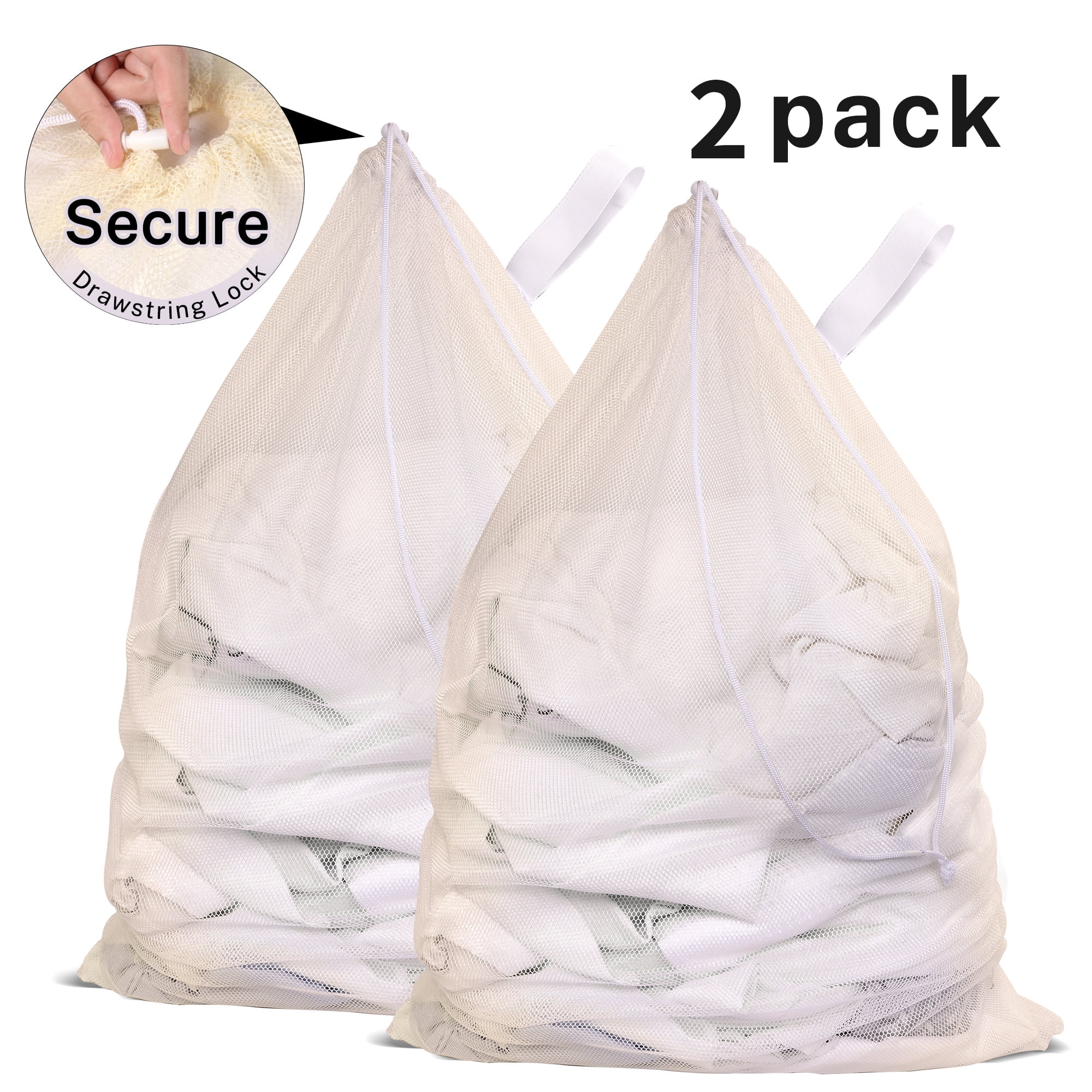 2Pack Large Mesh Laundry Bags with Locking Drawstring Closure,Dirty ...