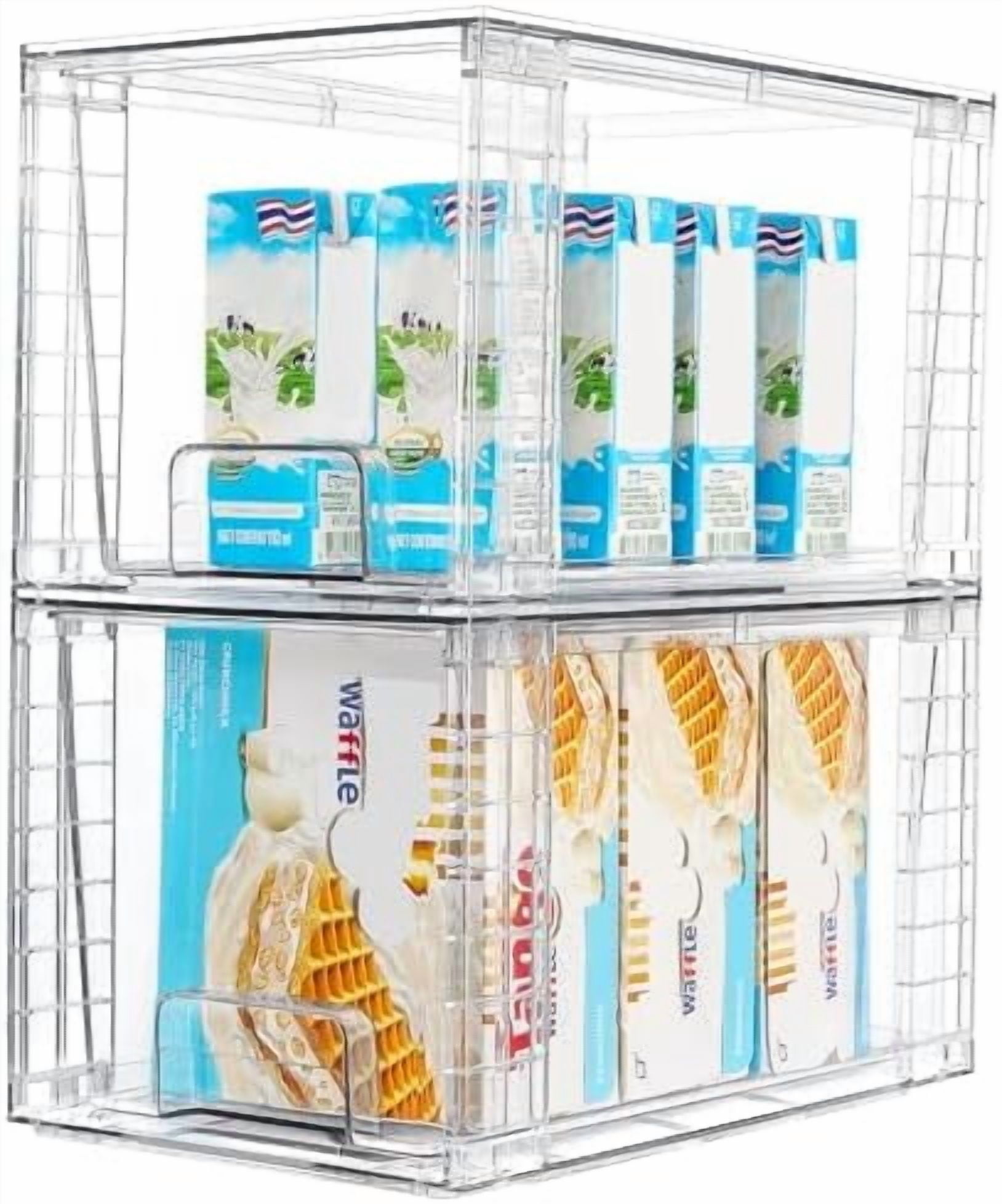 2Pack Large Stackable Kitchen Pantry Storage Drawers, Clear Organizer ...