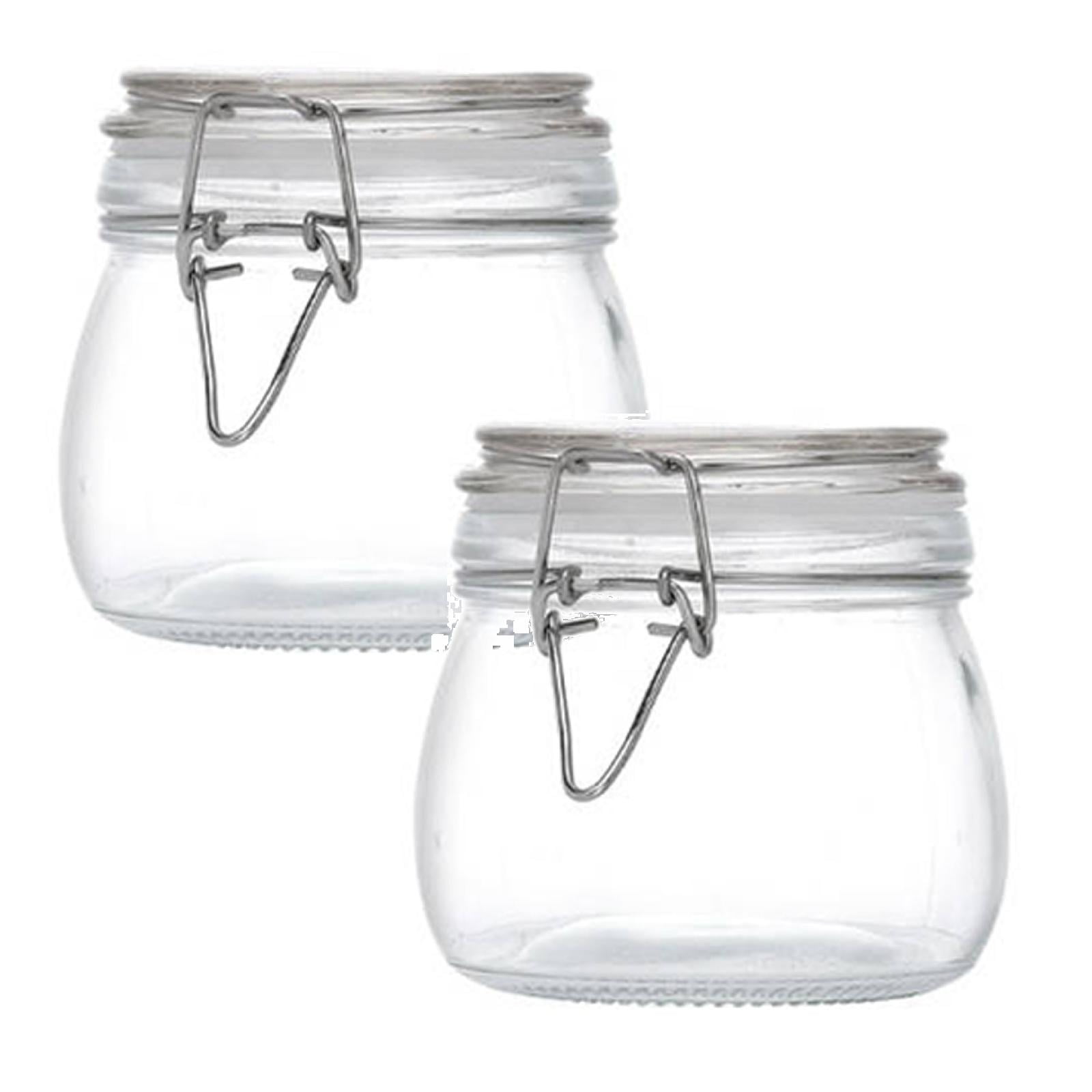 2Pack Leak Proof Airtight Latching Glass Storage Jars With Secure Lock ...