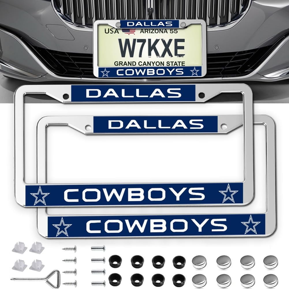 2Pack License Frames Cover for Cowboys, Novelty License Plate Frames Holder, USA Standard ...