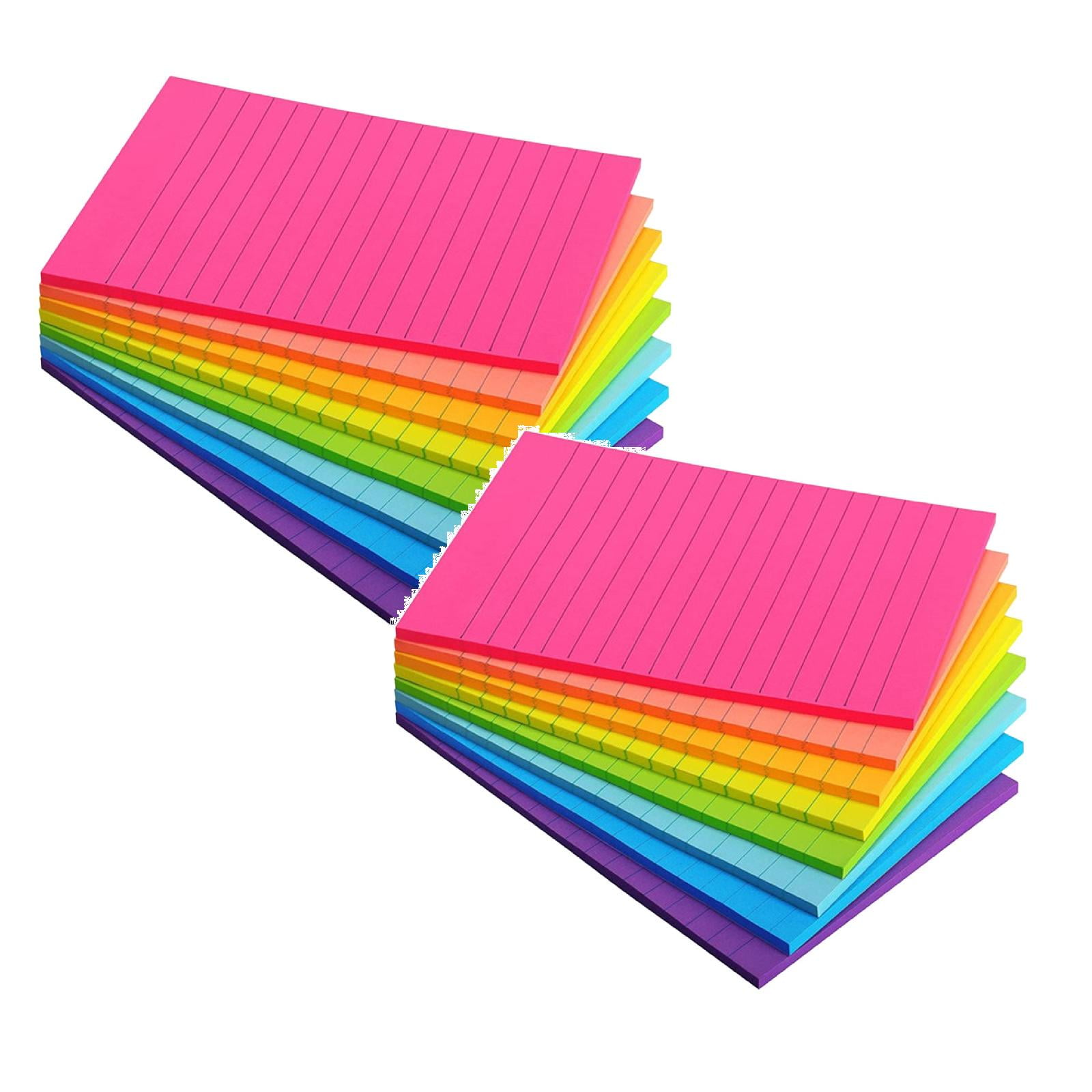 2Pack Lined Sticky Notes 4X6 In Bright Ruled Post Stickies Colorful ...