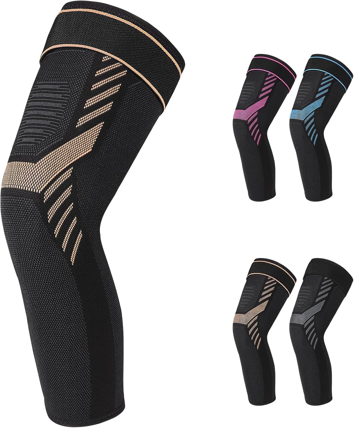 2Pack Long Compression Leg Sleeve Knee Compression Sleeves with ...