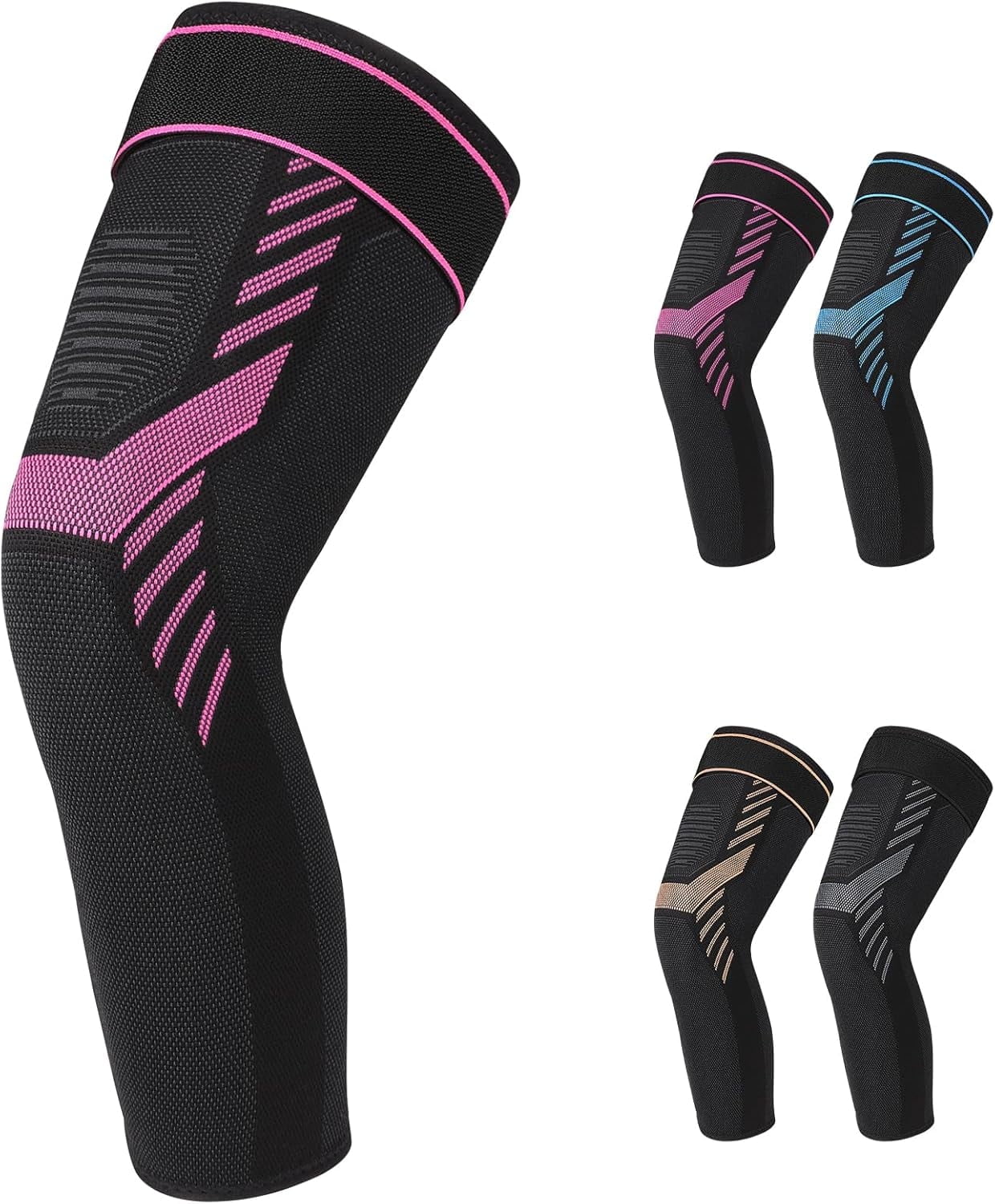 2Pack Long Compression Leg Sleeve Knee Compression Sleeves with ...