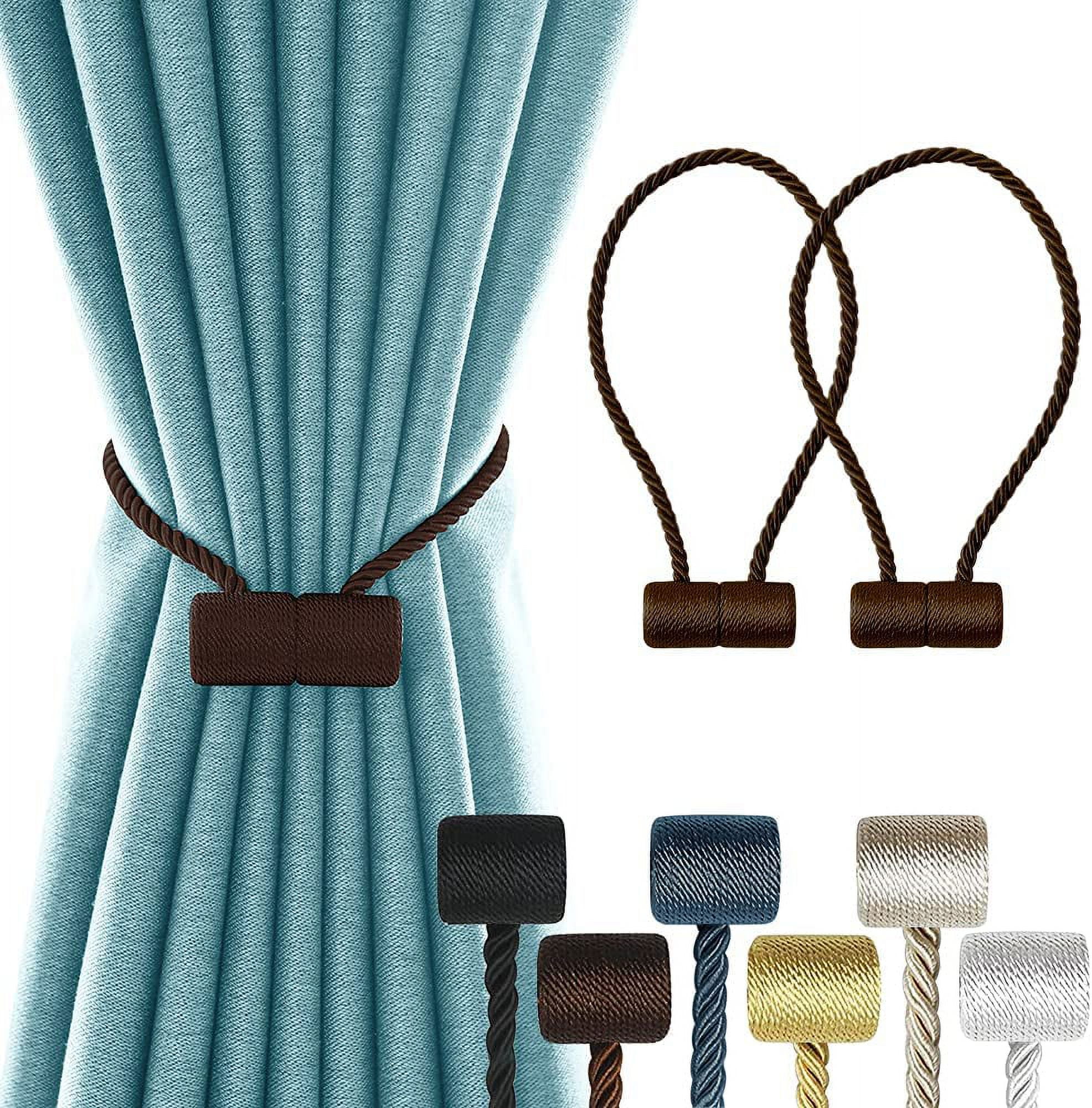 2Pack Magnetic Curtain Holdbacks Modern Upgrade Strong 16Inch Rope Ties ...