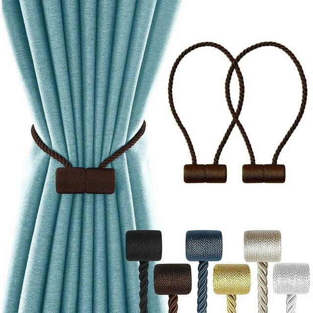 2Pack Magnetic Curtain Holdbacks Modern Upgrade Strong 16Inch Rope Ties ...