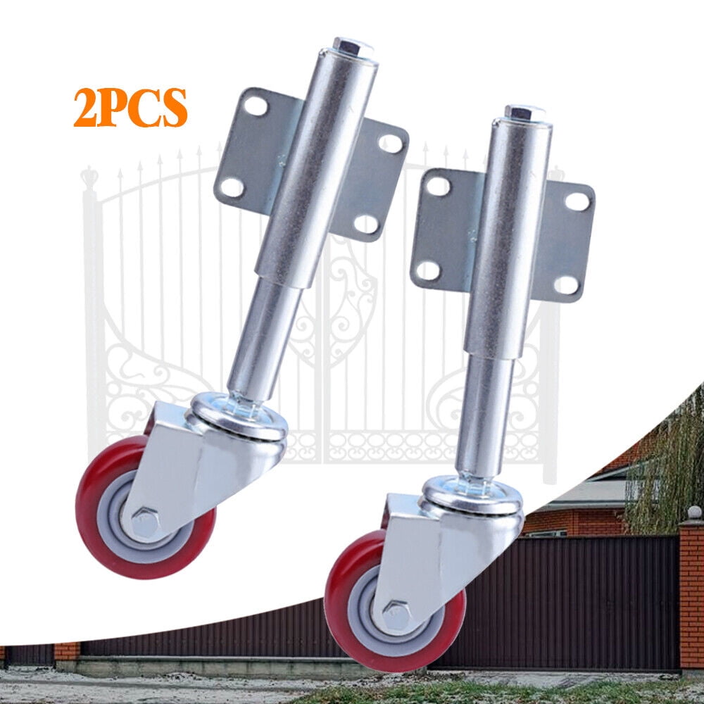 2Pack Metal Gate Wheel Heavy Duty Flat with Spring Loaded Swivel Caster ...