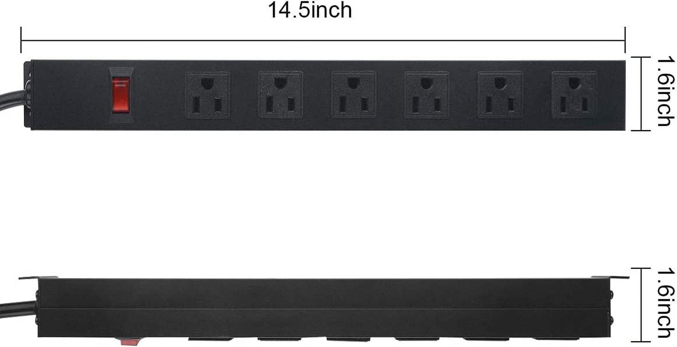 2Pack Metal Wall Mount Power Strip, Mountable Power Outlet with 6 AC ...