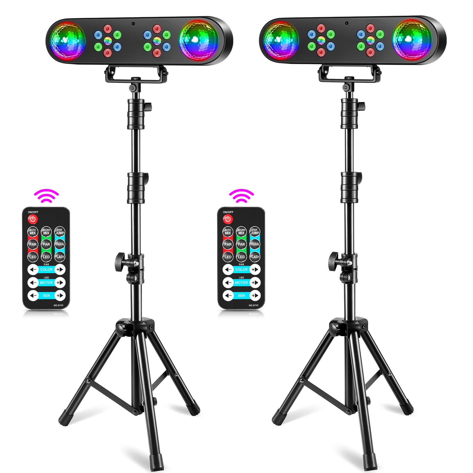 2Pack Mini DJ Lights with Stand, RGB Party Bar Light Set with Rotating ...