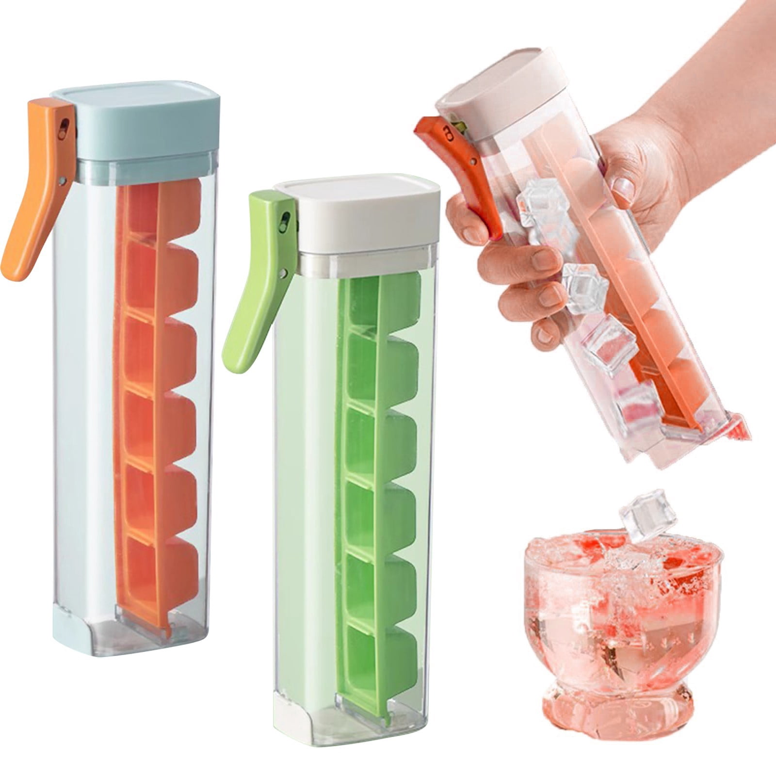 2Pack Mini Ice Cylinder, Spill Proof Ice Storage Box, Bpa-Free Silicone ...