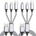 APFEN 2Pack 4FT Multi Charging Cable, 3-in-1 USB Fast Charging Cord for IOS, Android, Samsung ...