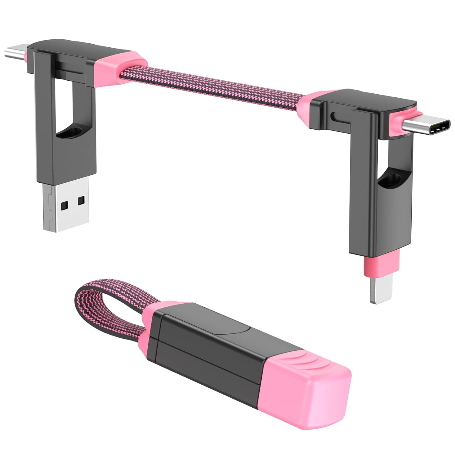 【2Pack】 Multi Charging Cable Short Magnetic Keyring 4 in 1 USB Charger ...