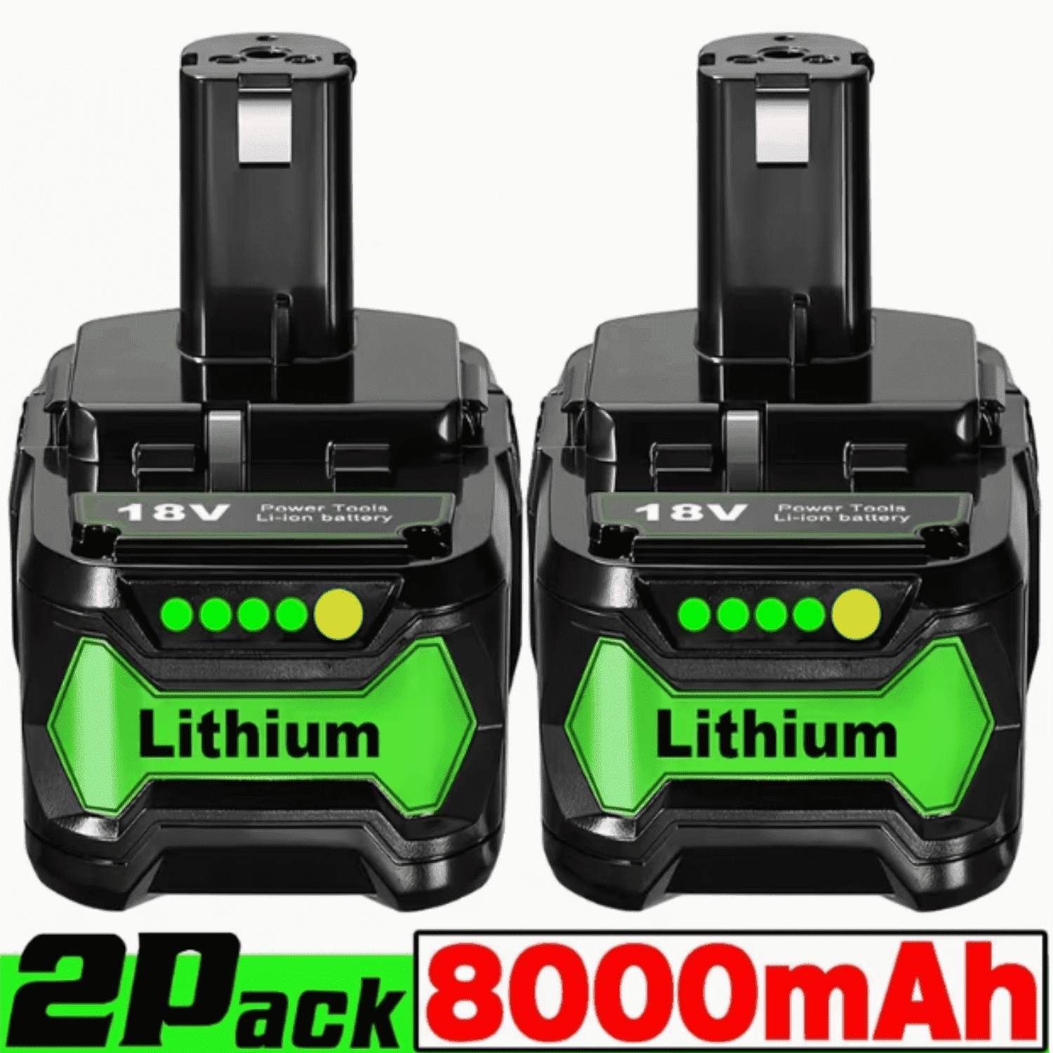2Pack P108 18V 8.0Ah for Ryobi ONE Plus Battery Replacement P104 P122 ...