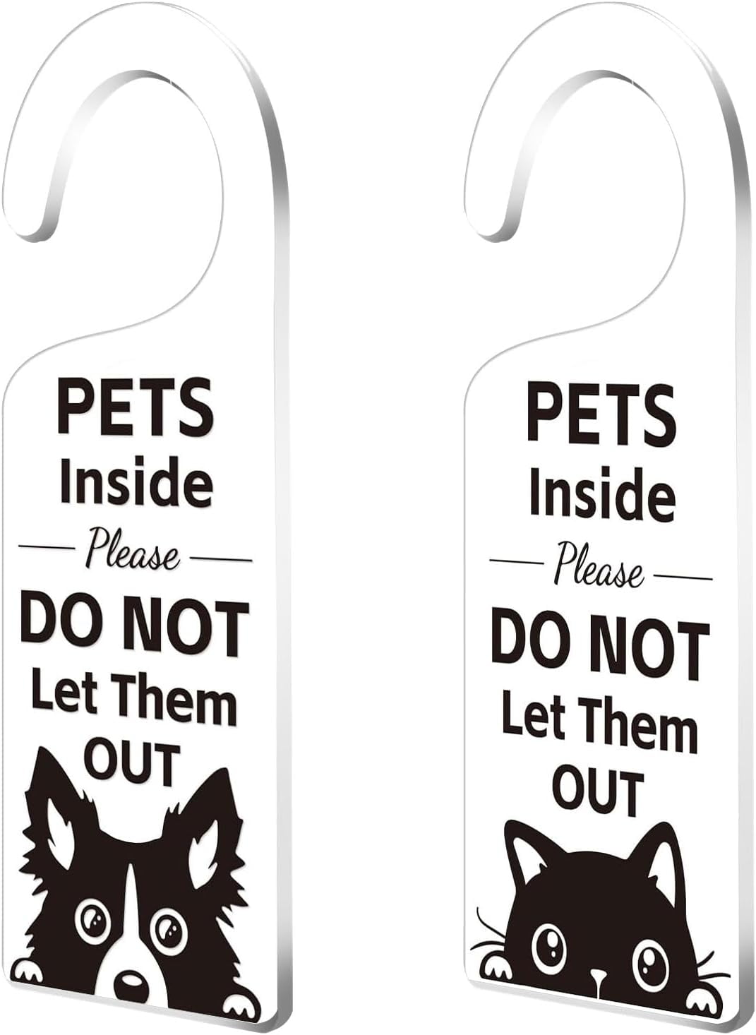 2Pack Pet Inside Please Do Not Let Them Out Door Hands Hanger Sign ...
