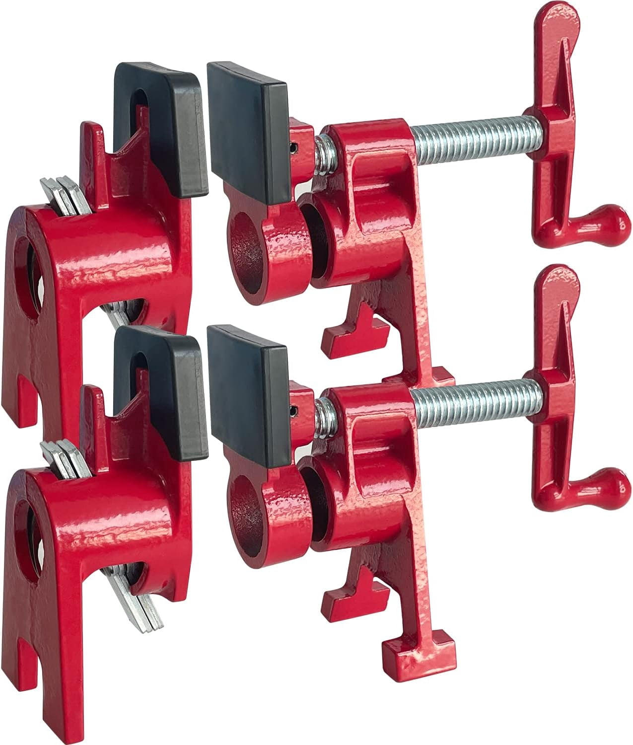 2Pack Pipe Clamps 3/4 Inch Wood Gluing Clamp Set with H-shaped Feet Bar ...