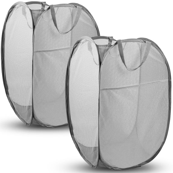 2Pack Pop Up Laundry Hamper, 70L Collapsible Mesh Laundry Basket with ...