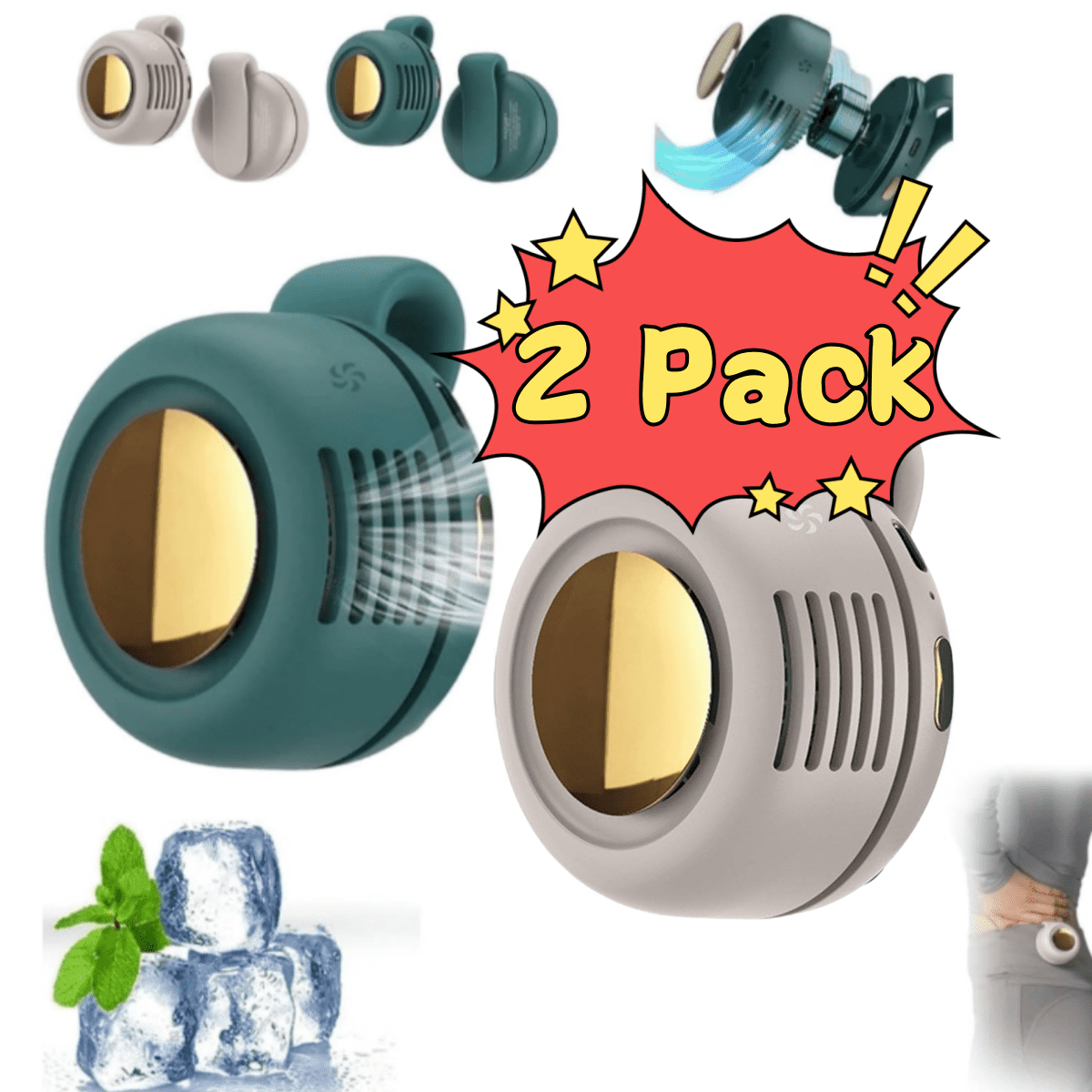 2Pack Portable Silent Mini Bladeless Fan Clip On, Mini Fan With Clip ...