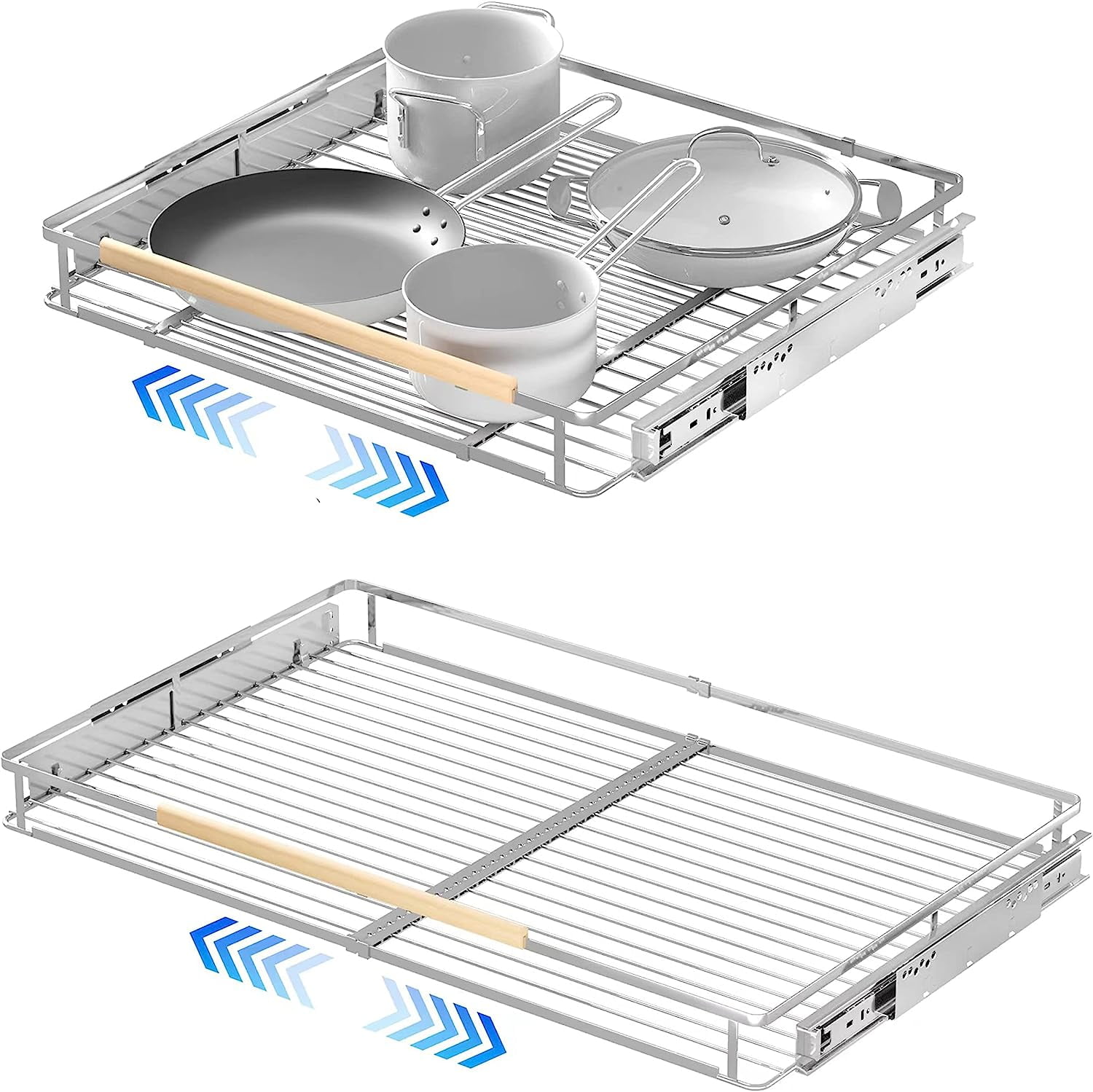 2Pack Pull Out Cabinet Organizer, 17.1~28"W x 22.5"D Expandable Pull ...
