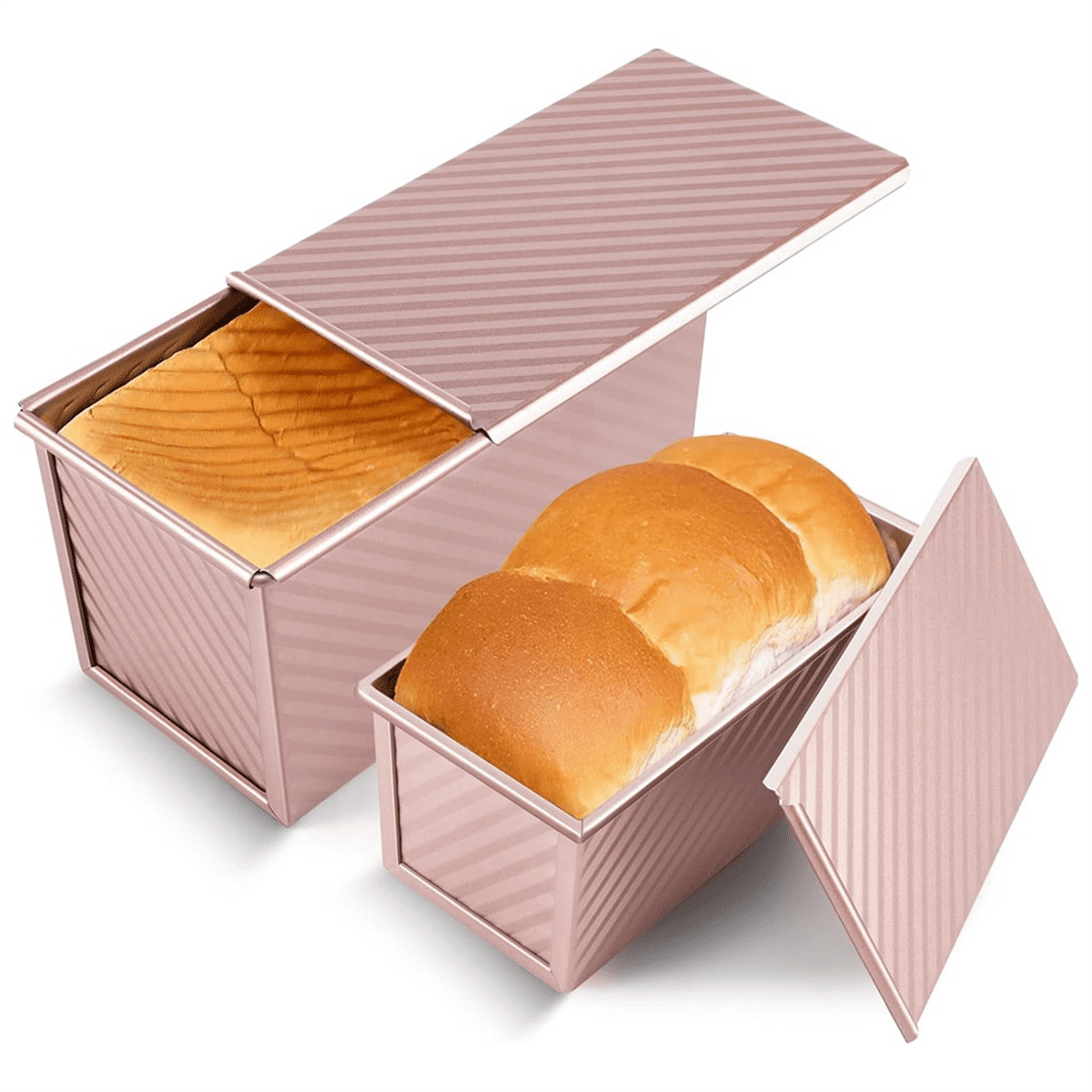 2Pack Pullman Loaf Pan with Lid,Non-Stick Sandwich Bread Pan,1 Lb/0.5 ...
