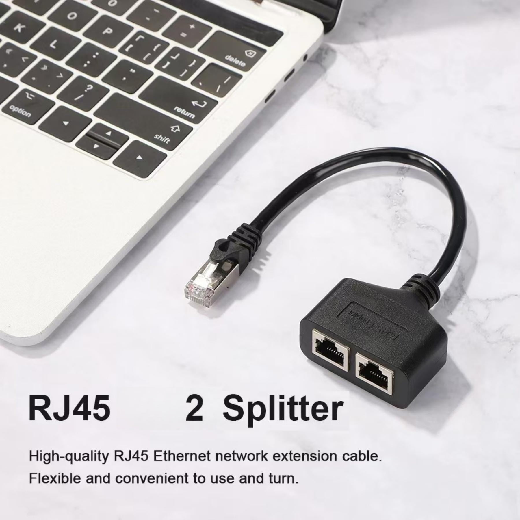 2Pack RJ45 Ethernet Splitter Cable Network Adapter RJ45 1 Male to 2 ...