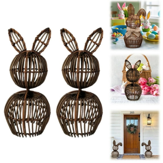 2Pack Rattan Bunny, Wicker Bunny, Wicker Easter Bunny Decor, Rattan ...