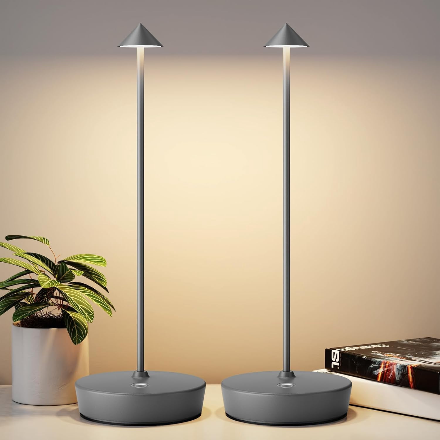 2Pack Rechargeable Cordless Table Lamp, Portable Powered LED Battery ...