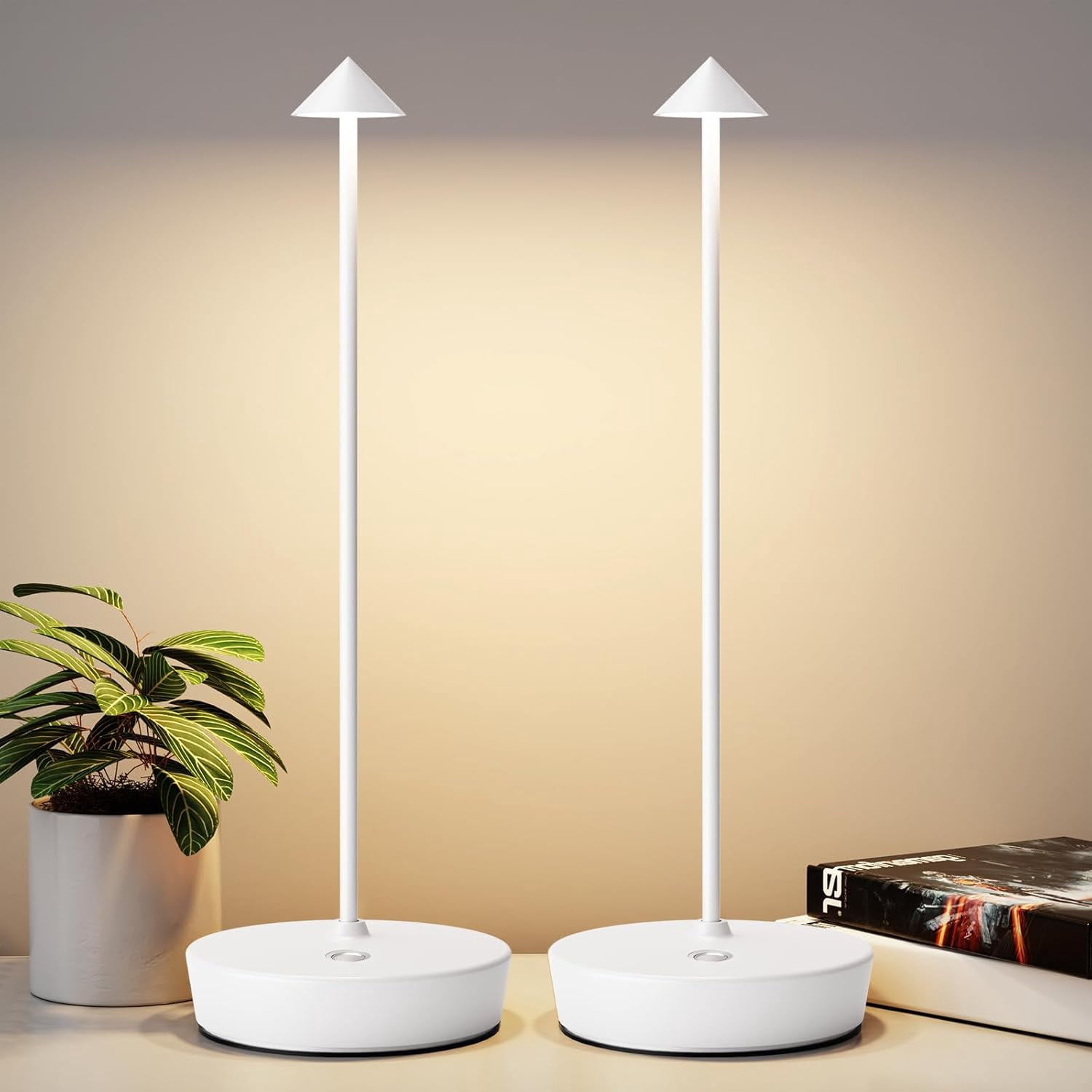 2Pack Rechargeable Cordless Table Lamp, Portable Powered LED Battery ...