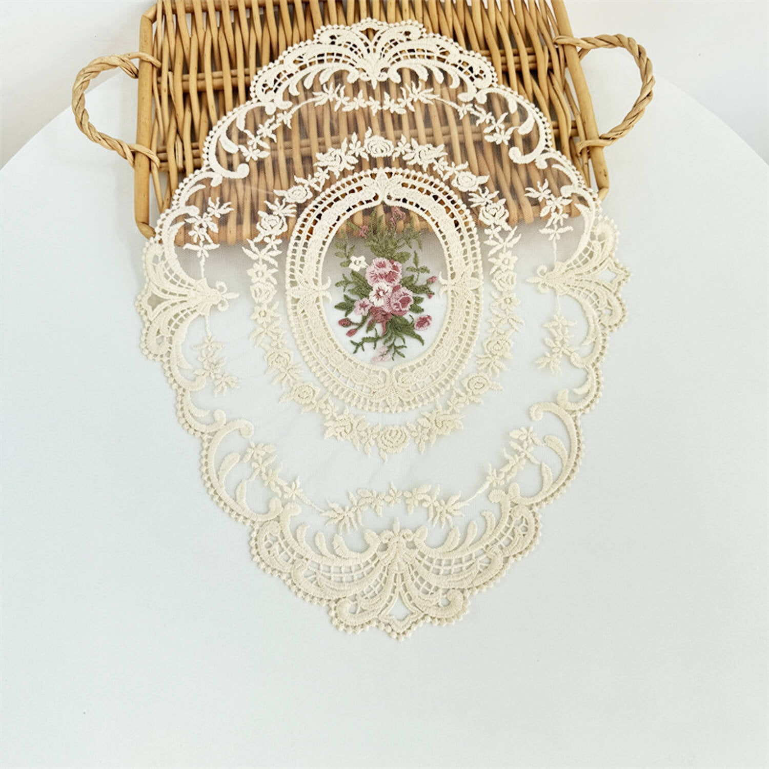 2Pack Retro Lace Placemats, French Crochet Doilies, Handmade ...