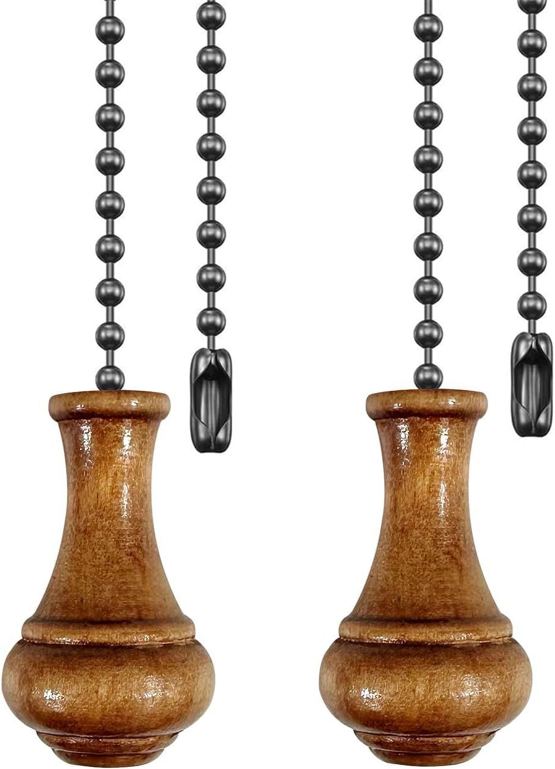 2Pack Retro Wooden Ceiling Fan Pull Chain Extender, 12in Decorative Fan ...