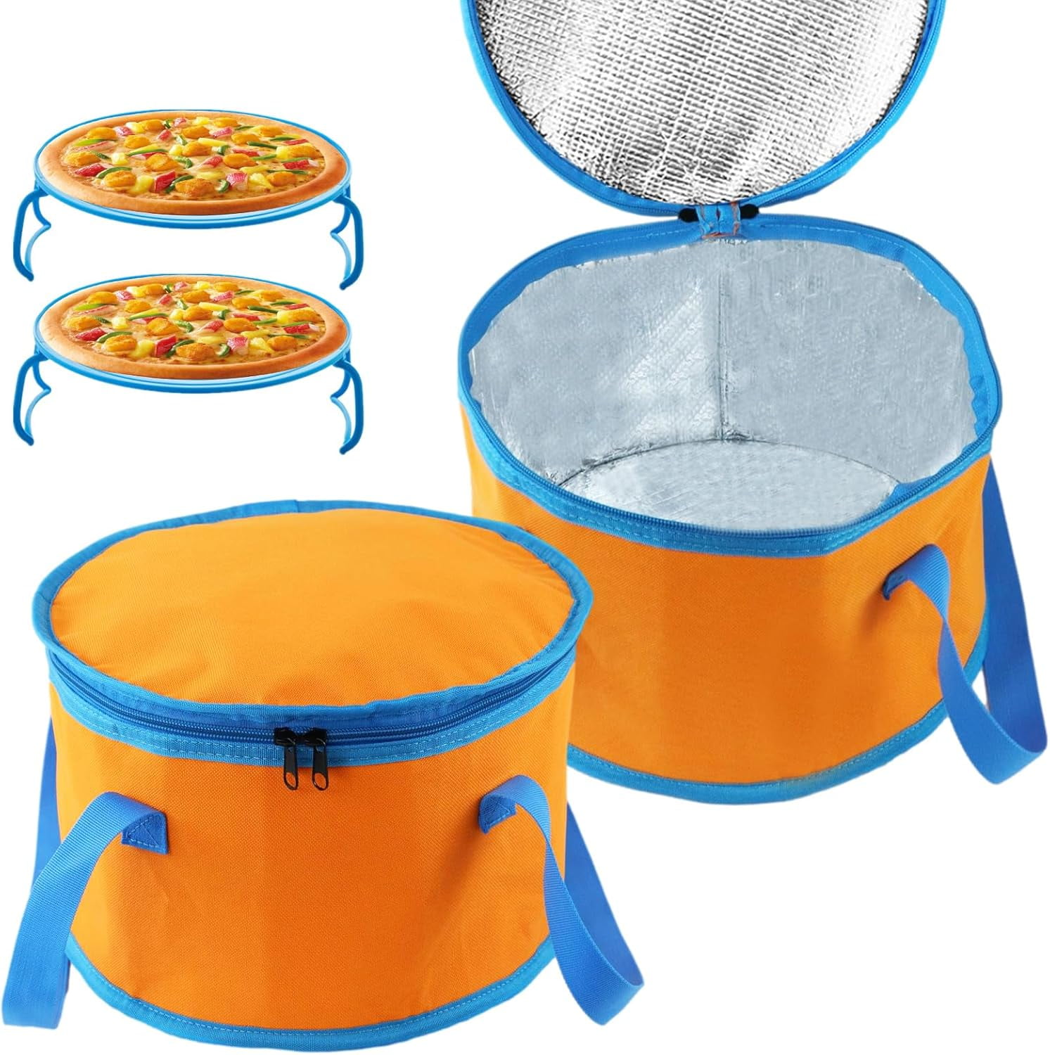 2Pack Round Pie Carrier with Lid and Handle - Insulated Casserole ...